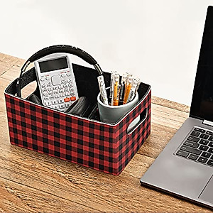 Plaid Dark Storage Basket Felt Storage Bin Collapsible Shelves Basket Convenient Box Organizer for Clothes Towels Magazine