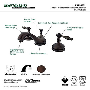 Kingston Brass Elements of Design ES1165NL Hot Springs 2-Handle 8' to 16' Widespread Lavatory Faucet with Brass Pop-up, 5- 1/2', Oil Rubbed Bronze