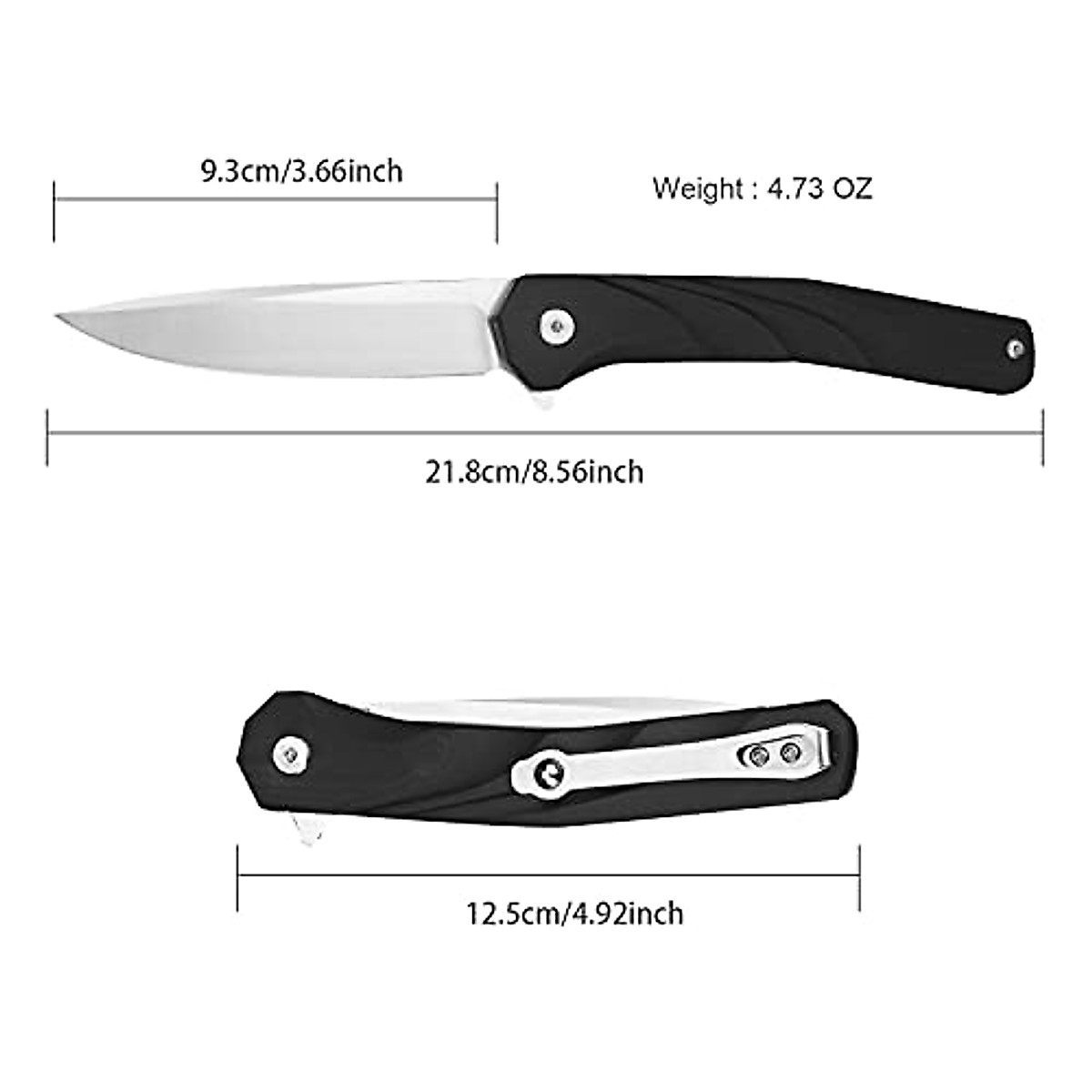 sharpken Pocket Knife, Pocket Folding Knife with D2 Steel Blade and G10 Handle + Pocket Clip.