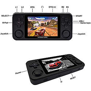 RG351P Handheld Game Console, Retro Game Console Support PSP / PS1 / N64 / NDS Open Linux Tony System RK3326 Chip 64G TF Card 2500 Classic Games 3.5 Inch IPS Screen 3500mAh Battery (Black)