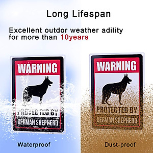Beware of Dog Sign Will Bite,Beware of German Shepherd Dog Sign 14x10 inch Rust Free Aluminum, UV Printed, Easy to Mount Weather Resistant Long Lasting Ink for Fence…