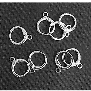 Adabele 100pcs Hypoallergenic Round Huggies Earring Hooks Leverback Earwire 14mm Long Sterling Silver Plated Brass Connector CF262-1