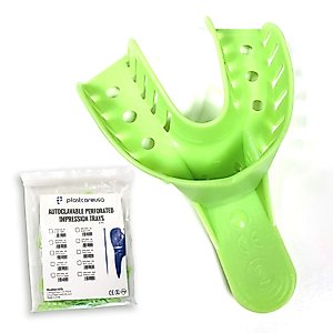 Dental Impression Trays Large Lower - Autoclavable Perforated Impression Tray Set - Size Number 2 (Bag of 12) by PlastCare USA