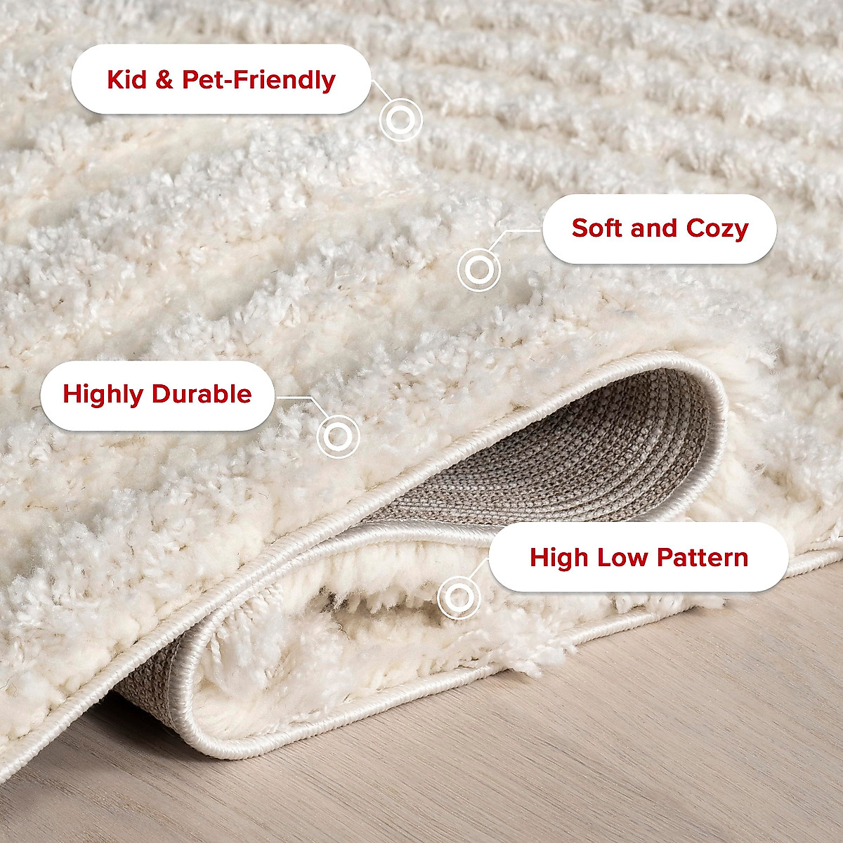 nuLOOM Gloria Abstract Shag Area Rug, 7x9, Beige