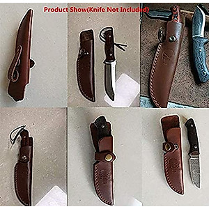 Aibote Fixed Blade Knife Sheath with Belt Loop Hunting Holster Carrying Knives Leather Holder Sheaths Case Scabbard Pouch Bag Pocket EDC Camping Outdoor Tool(B-Medium)