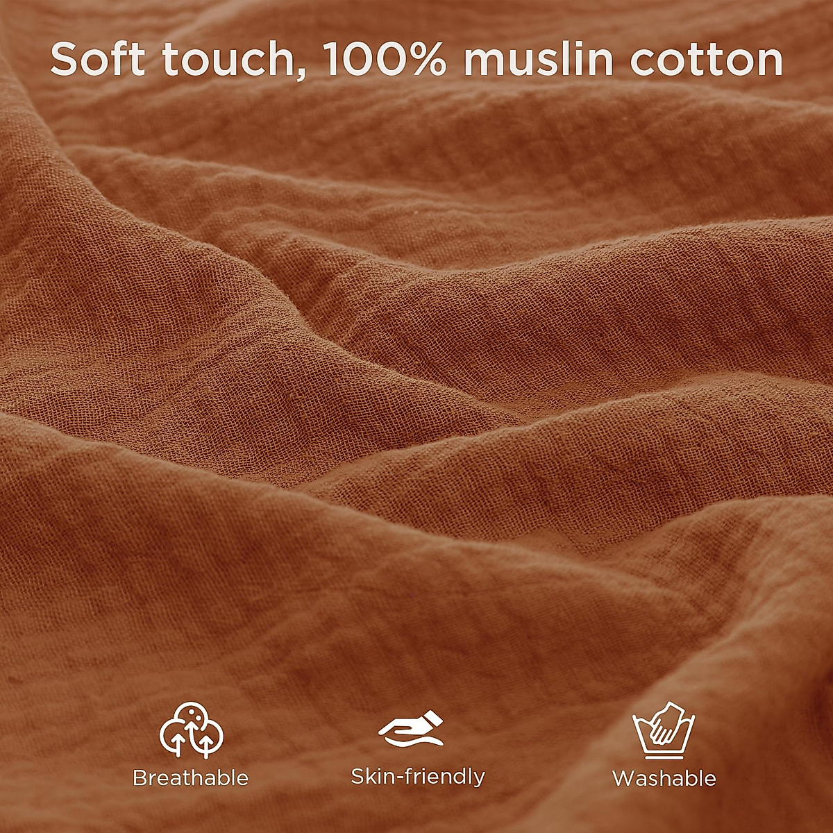 UBBCARE Muslin Crib Sheets for Boys and Girls, 28 X 52 Inches Cotton Fitted Baby Crib Sheet for Standard Crib and Toddler Mattresses, Ultra-Soft and Hypoallergenic Neutral Nursery Sheets - Brown