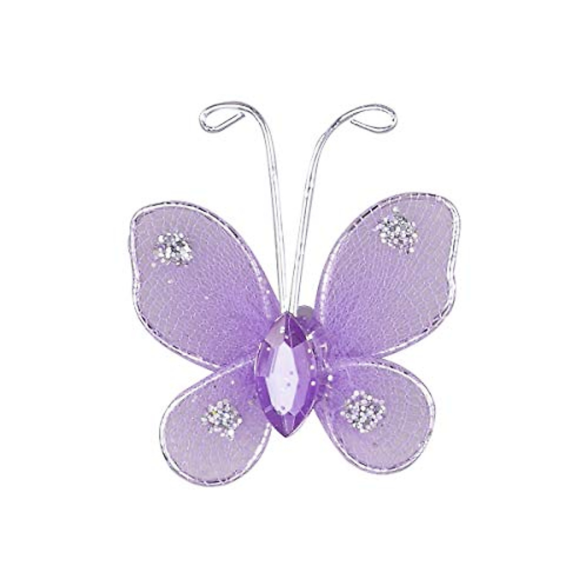 Artibetter 50PCS Wired Mesh Butterfly Glitter Gem Butterfly Craft Decor(Lavender)