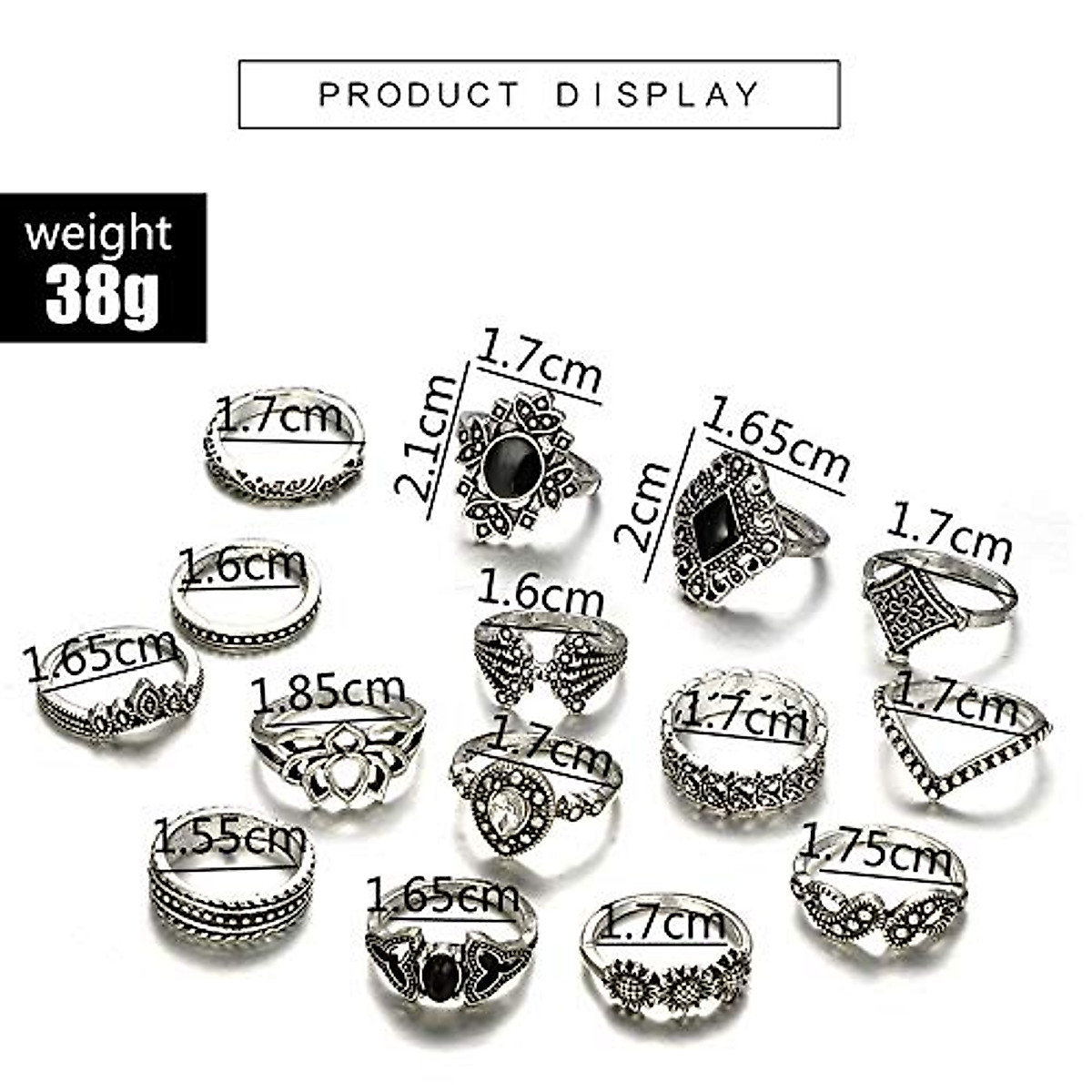 CSIYAN 6-16 PCS Knuckle Stacking Rings for Women,Boho Vintage Stackable Midi Finger Rings Set (I)