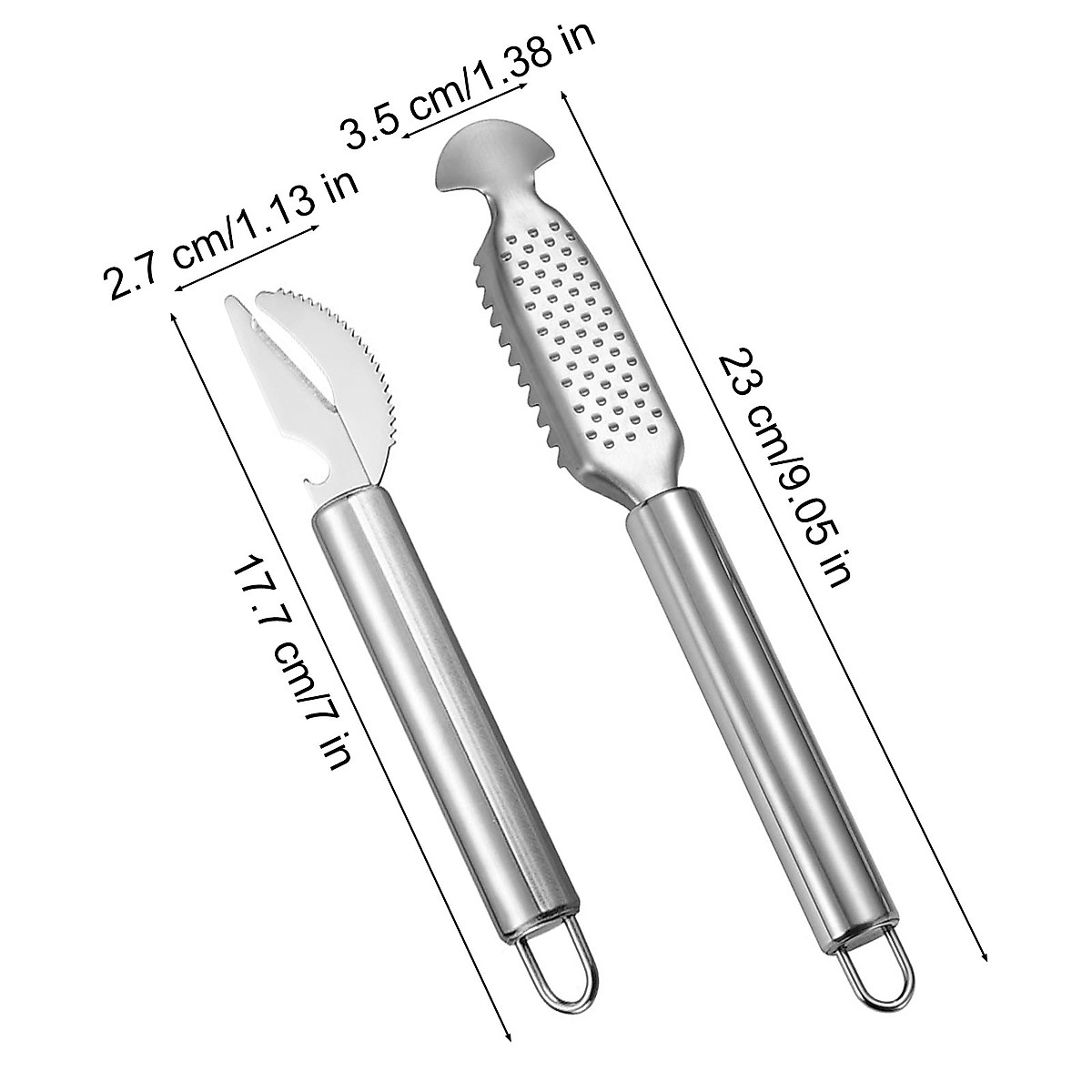 Klyuqoz Fish Scaler Remover, 4 Pack Fish Scale Knife, Stainless Steel 3-in-1 Fish Descaler Tool, Fish Peeler Open Belly and Dig Out Fish Cleaner Opener Tool Kitchen Accessory
