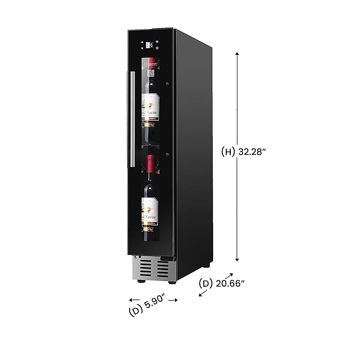 Equator 9 Bottle Wine Refrigerator with 7-Color LED Mood Lighting, Single-Zone, Freestanding/Built-in, Anti-UV Glass Door, 41°F-71.6°F Temperature Range, Touchpad Controls, Auto Defrost, 110V (Black)