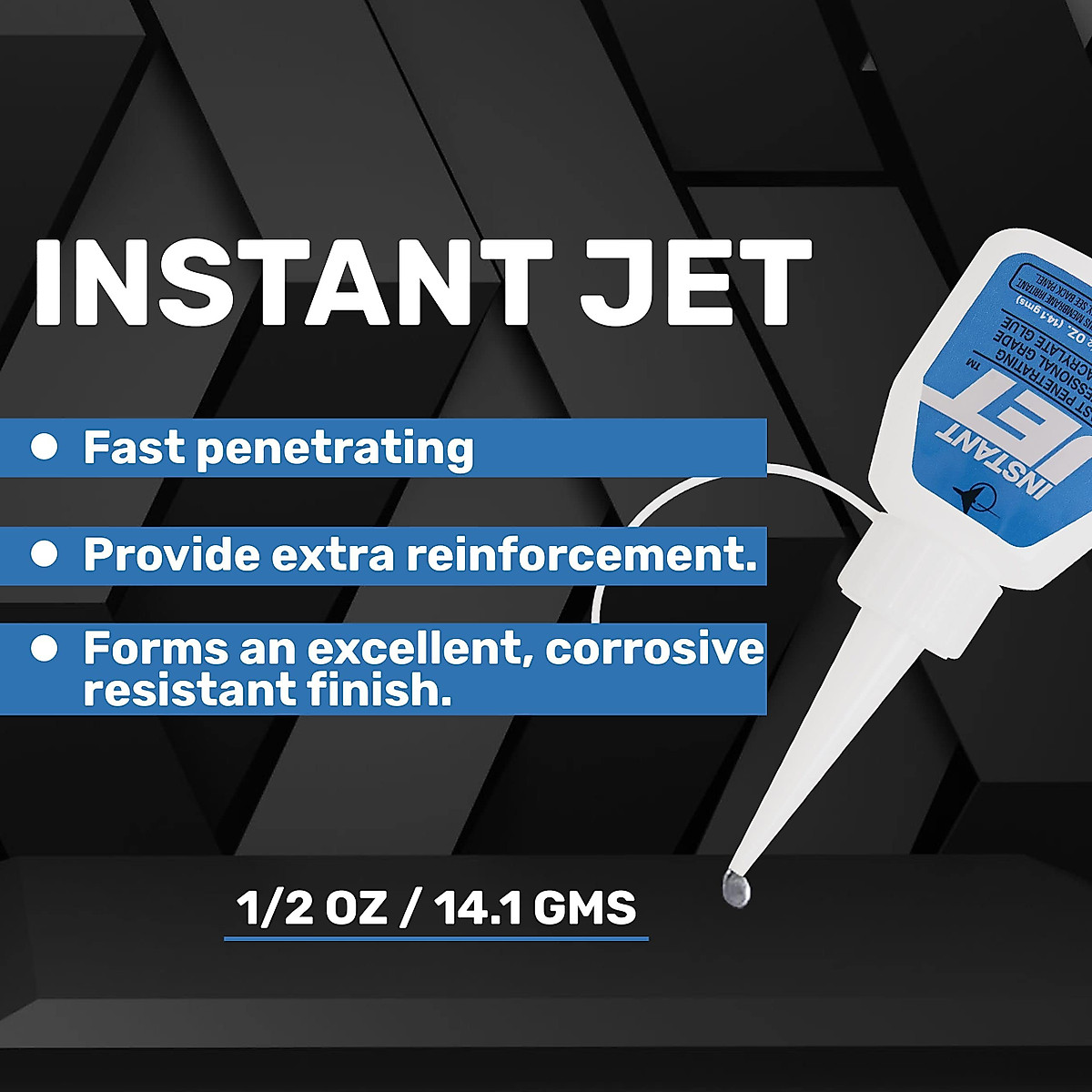 Instant Jet Glue - Long Lasting Glue - Fast Action Multipurpose Glue - Penetrates Porous Materials and Increases Impact Resistance
