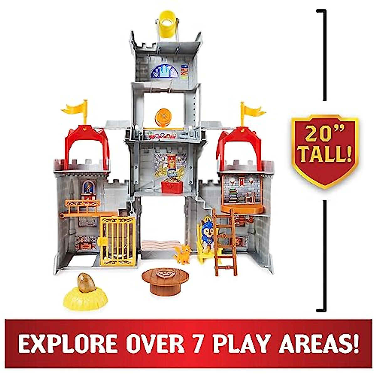 Paw Patrol, Rescue Knights Castle HQ Transforming 11-Piece Playset with Chase and Mini Dragon Draco Action Figures, Kids Toys for Ages 3 and up