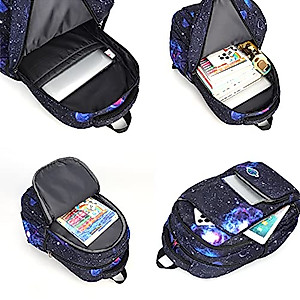 GLOOMALL Starry Sky Kids Trolley Rolling Backpack Primary School Bookbag with Wheels Travel Luggage (Black Blu Starry Sky)