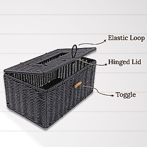 WeeNest Tissue Box Cover Rectangular, Tissue Box Cover Farmhouse, Boho Tissue Box Cover, Container Tissue Box Cover, Wicker Tissue Box Cover, Tissue Box Cover Rectangle, Resin Wicker, Black