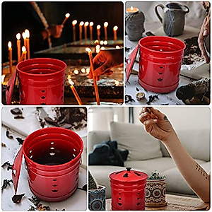 Zerodeko Portable Gas Burner Burn Incinerator Can Metal Fire Pit Burn Cage Garden Furnace Chinese Sacrificial Buckets for Wood Rubbish Leaves Trash Burning Backyard Bonfire Red Outdoor Gas Burner