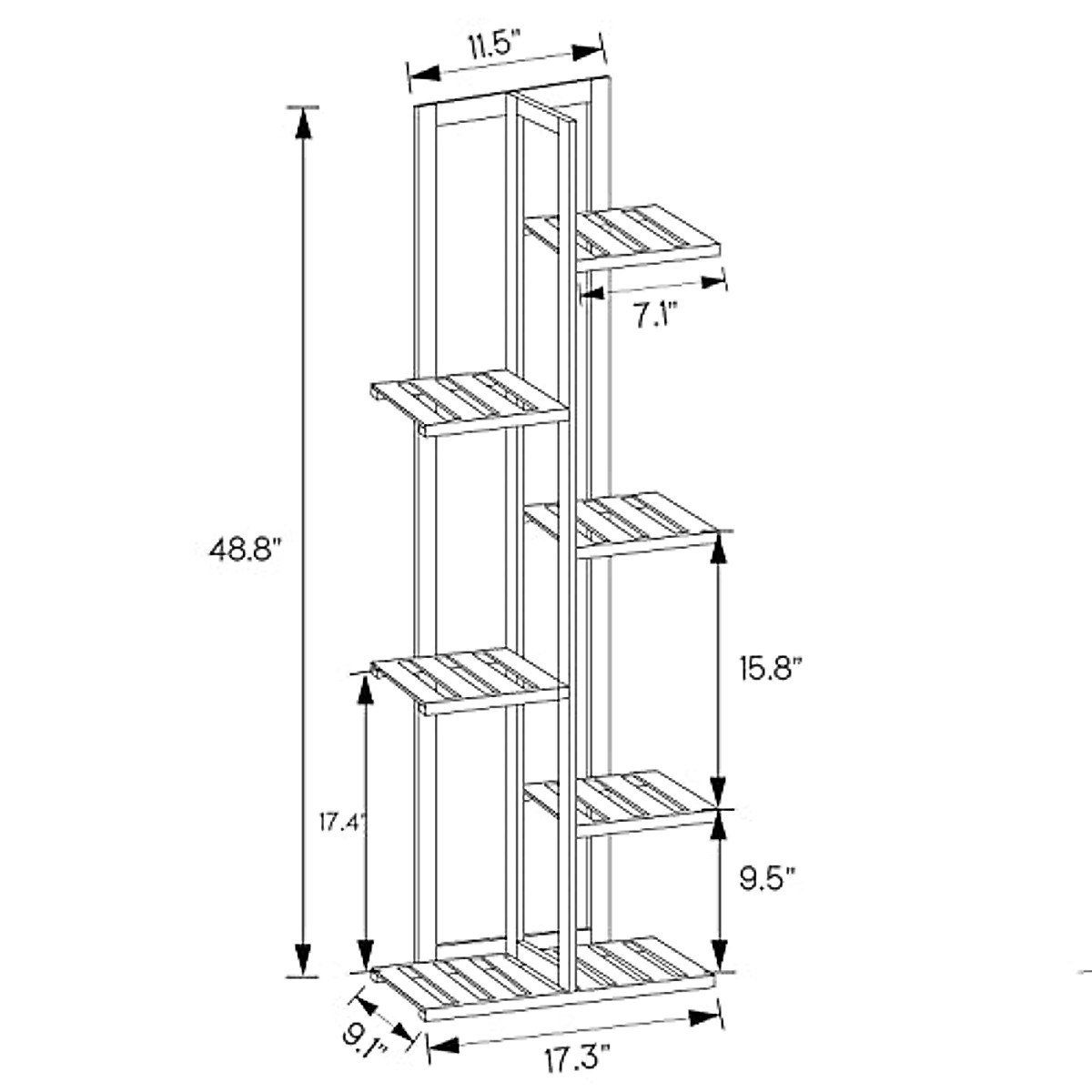 MoNiBloom 6 Tier Bamboo Plant Stand, Flowers Display Shelf Holder Organizer with 7 Pot Positions for Outdoor Indoor Balcony Patio Balcony, Natural