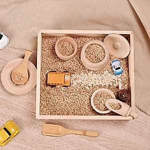 Sparkle Race Sensory Bin Tools with Wooden Box Tray Montessori Toys for Toddlers, Waldorf Toys, Wooden Scoop Dish and Tongs for Kids, Montessori Kitchen for Sensory Table Fine Motor Learning Skills