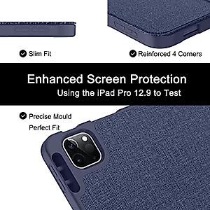 Soke Case for iPad Air 13 Inch M3/M2（2025/2024 & iPad Pro 12.9 Inch 6th/5th (2022/2021) with Pencil Holder - [Full Body Protection + Auto Wake/Sleep],Soft TPU Back Cover, DarkBlue
