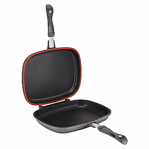 Grill Pan Frying Double Side With Antiburn Handle: Kitchen Supplies Pot (32Cm 12.6In)