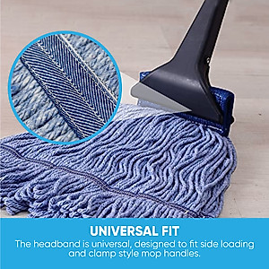 20oz Heavy Duty Cleaning Mop Head Replacement - 4 Pack - Commercial Replacement, Wet Industrial Blue Cotton Looped End String Head Refill