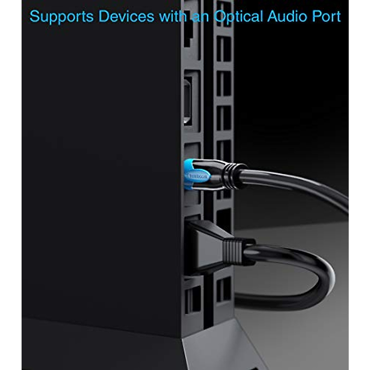 BlueRigger Digital Optical Audio Toslink Cable (25FT, Fiber Optic Cord, in-Wall CL3 Rated, 24K Gold-Plated) - Compatible with Home Theatre, Sound Bar, TV, Xbox, Playstation PS5/PS4