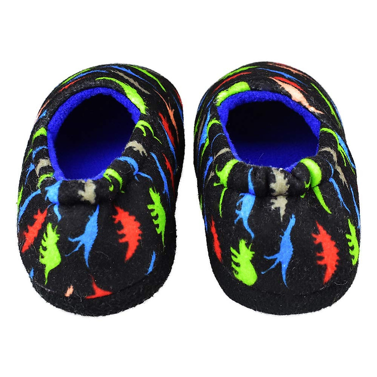 Big Kids Boy's Warm Plush Indoor Slippers with Soft Memory Foam Slip-on Slippers Size 1-2 US Black