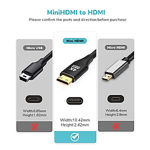 KELink Mini HDMI to HDMI Cable 6FT, [Aluminum Shell, Braided] High Speed 4K 60Hz HDMI 2.0 Cord, Compatible with Camera, Camcorder, Tablet and Graphics/Video Card, Laptop, Raspberry Pi Zero W