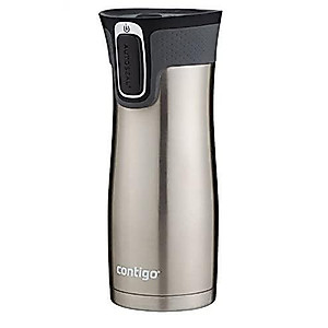 Contigo West Loop Stainless Steel Vacuum-Insulated Travel Mug with Spill-Proof Lid, Keeps Drinks Hot up to 5 Hours and Cold up to 12 Hours, 16oz Steel/Black