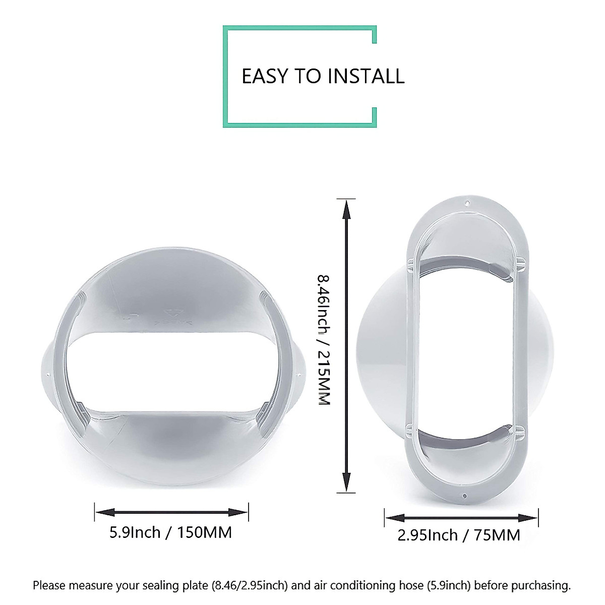 Connector for Connecting Window Sealing Plate with Oval Vent and Air-Conditioning Exhaust Hose with Dia 5.9'', Air Conditioner Exhaust Hose Adapter,Portable Exhaust Hose Tube Connector