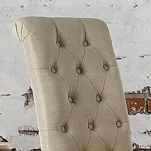 NOBPEINT Tan Fabric Upholstered Dining Chairs Solid Wood Legs, Set of 4