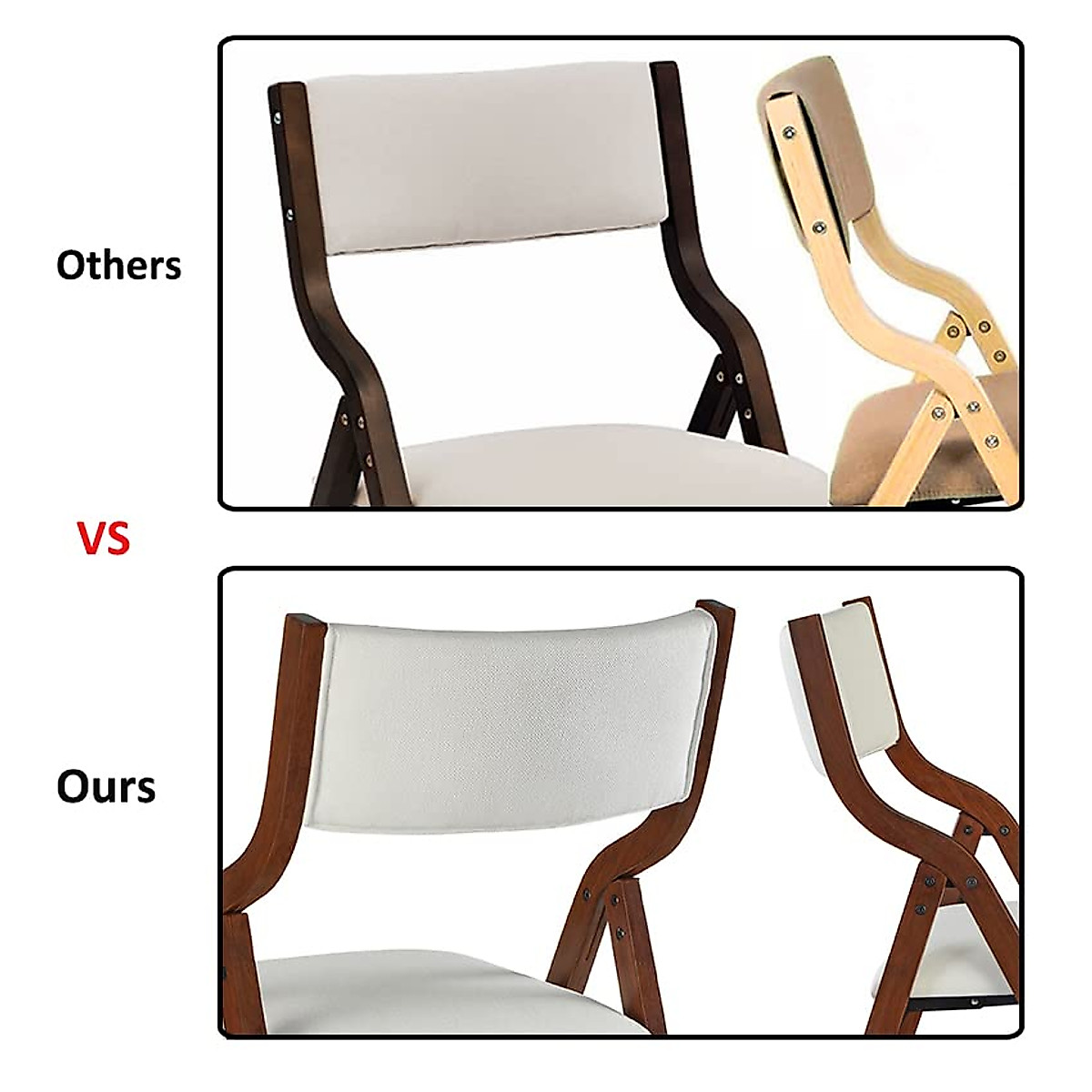 Ball & Cast Modern Folding Chairs Folding Dining Room Chairs Set of 2, 18" Seat Height, Taupe