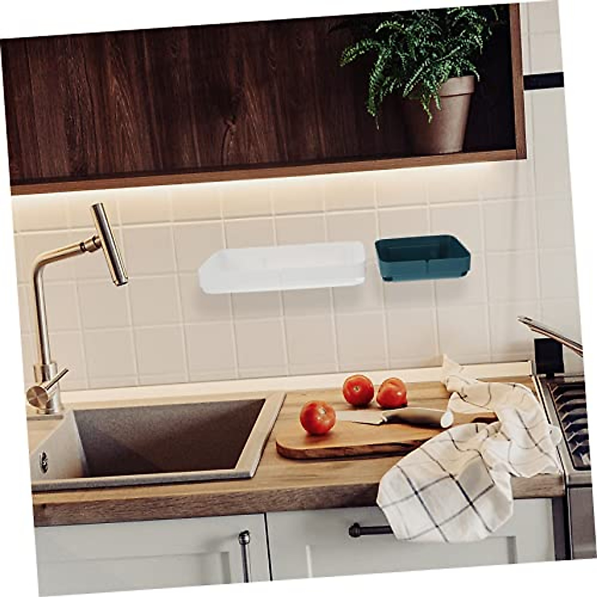 Hemoton 2pcs Storage Rack Wall Mounted Shelving Shelves for Storage Wall Mounted White Storage Shelf Plastic Soap Tray Shower Organizer Bathroom Soap Dish Punch-Free Storage Shelf Hanging