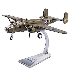 NUOTIE B-25B Mitchell Tokyo Raid 1/72 Bomber Metal Model Kits with Stand WWII Diecast Alloy Airplane Combat Plane Prebuild Military Aircraft Collection(Wispper)