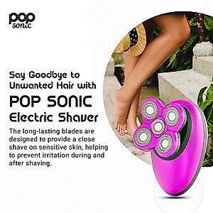 Pop Sonic Shaver for Women (Purple) - 5 Head Women's Electric Shaver - 360 Degree Flawless Hair Remover for Women w/Battery, USB Charging Cord, Cleaning Brush & Manual | Waterproof Trimmer for Women