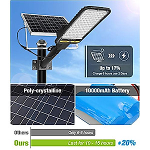 APONUO Solar Street Lights Outdoor,100W Solar Street Light Outdoor Dusk to Dawn Lamp 98 LEDs 7000K Motion Sensor Light with Remote Control Pole Security Led Flood Light for Yard, Garden, Patio