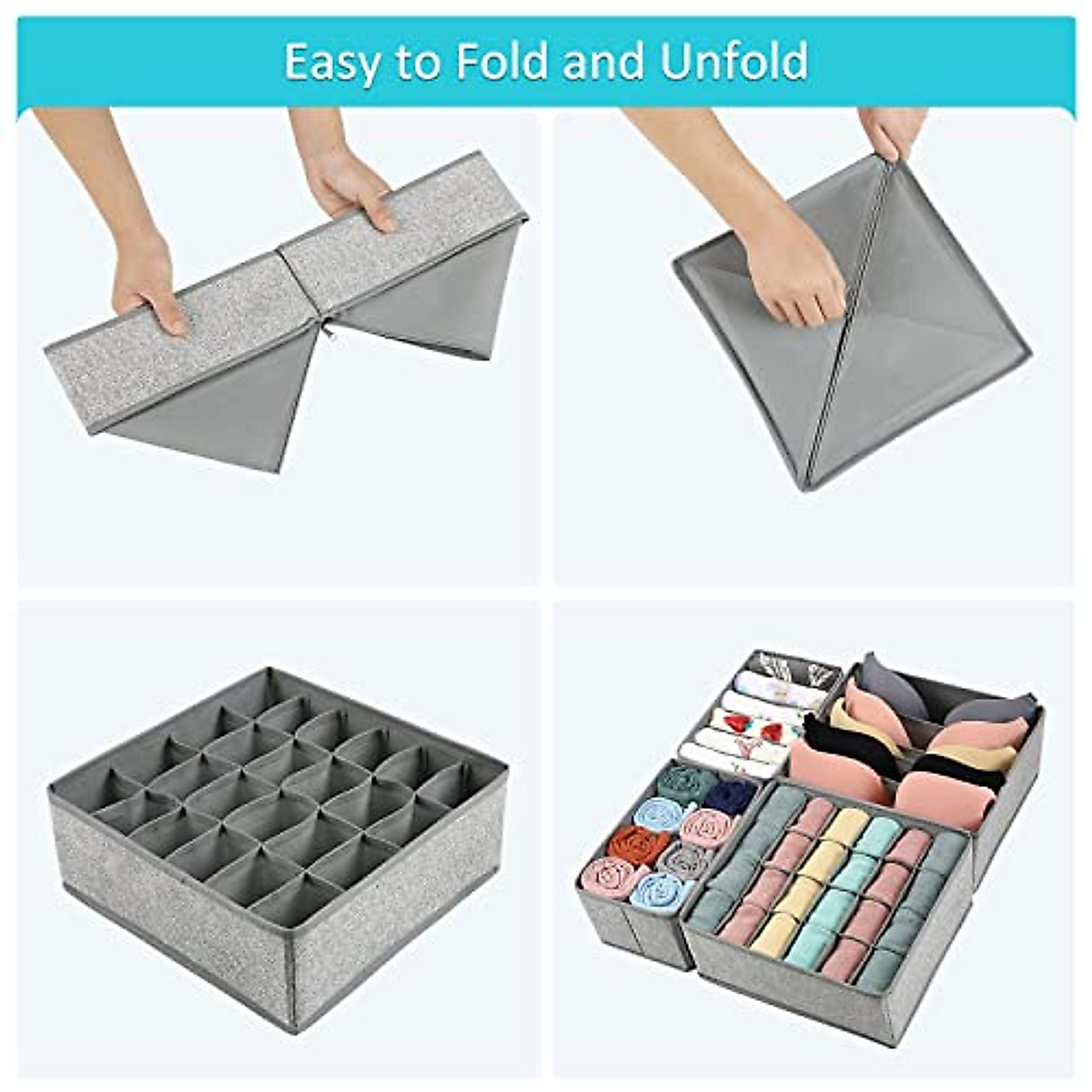 GOGOODA 8 Pack Drawer Organizer for Underwear Bra Sock Tie and Delicats Small Items