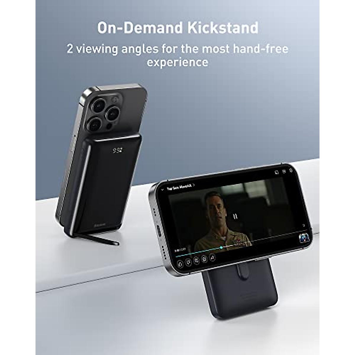 Baseus Magnetic Power Bank, 10,000mAh Foldable Kickstand Wireless Portable Charger, for Magsafe Battery Pack 20W USB-C for iPhone 14/14 Plus/14 Pro/14 Pro Max and iPhone 13/12 Series