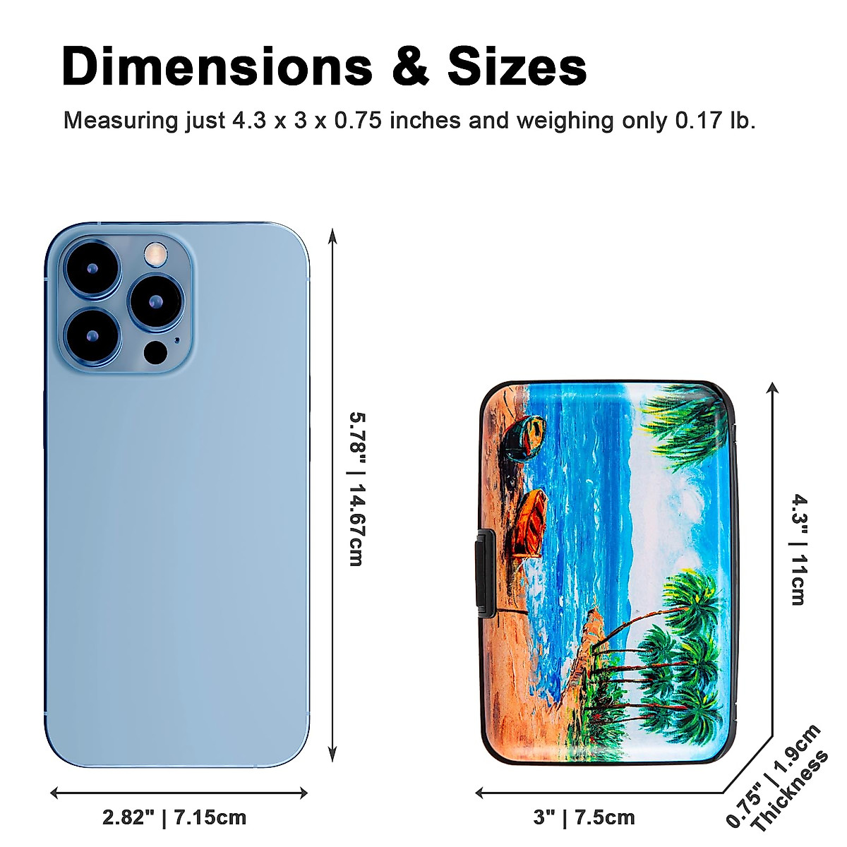 Kaabao Credit Card Holder Small RFID Blocking Wallet Business Metal Slim Mini Aluminum Hard Case for Women Men Gift (Paradise Tropical Island Beach)