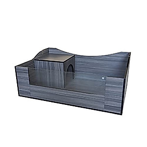 PENN-PLAX Reptology Tortoise Habitat with Open Top, Glass Terrarium, and Built-in Hide Away – Designed for Modern Homes – Dark Gray Driftwood