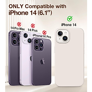 GONEZ for iPhone 14 Case Silicone, with 2X Screen Protector + 2X Camera Lens Protector, [Soft Anti-Scratch Microfiber Lining], Liquid Silicone Shockproof Protective Phone Cover 6.1", Stone