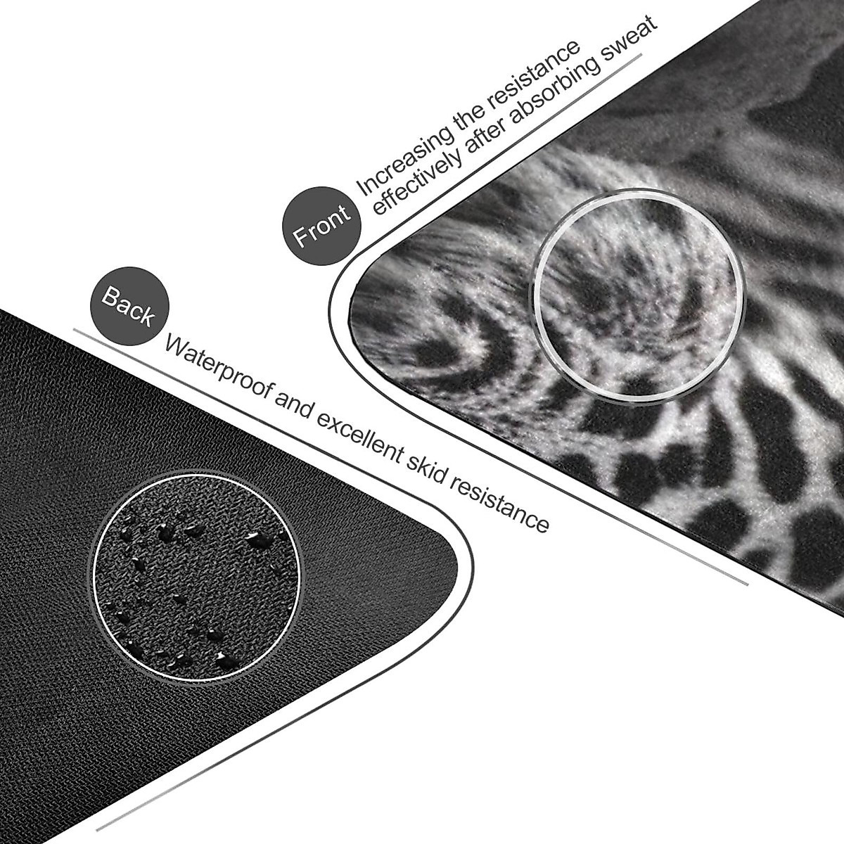 GOODOLD Blue Eyes Leopard Yoga Mat, 71 x 26 Inch Non-slip Yoga Mats Folding Travel Exercise Mat Indoor Outdoor Gym Pilates with Storage Bag for Women Men