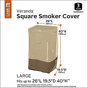 Classic Accessories Veranda Water-Resistant 26 Inch Square Smoker Grill Cover