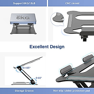 Targeal Adjustable Laptop Stand,Portable Desk Laptop Computer Stand Riser&Multi-Angle Stand with Heat-Vent to Elevate Laptop Holder for Mac,Notebook,Lenovo More10-17 Laptop (Silver)
