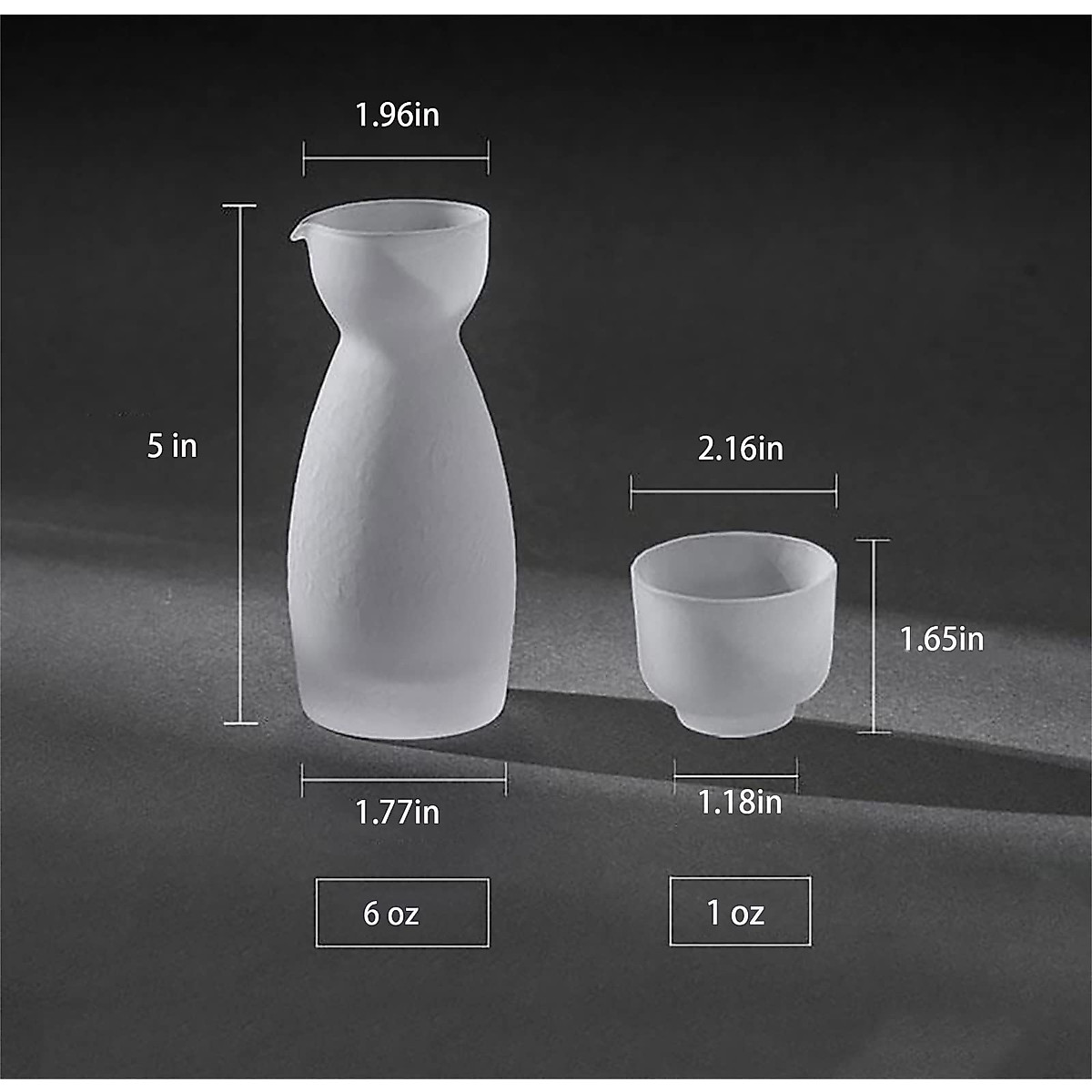 Rxcvkmw 5-Piece Japanese Glass Sake Set, Contains 1 Sake Bottle and 4 Sake Glasses