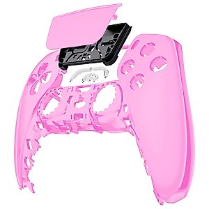 eXtremeRate Chrome Pink Glossy Touchpad Front Top Shell Compatible with ps5 Controller BDM-010 020 030 040 050, DIY Replacement Shell Custom Touch Pad Cover Compatible with ps5 Controller