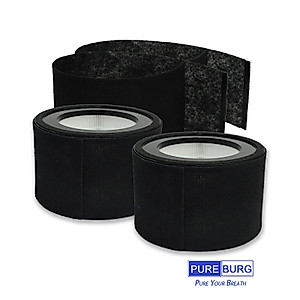 PUREBURG HS-1946 Replacement Filter Set Compatible with Crane EE-5068 & Jetery jt-8115m Air Purifiers,2-Pack H13 HEPPA + 4 x Activated Carbon Pre-Filters Air Clean