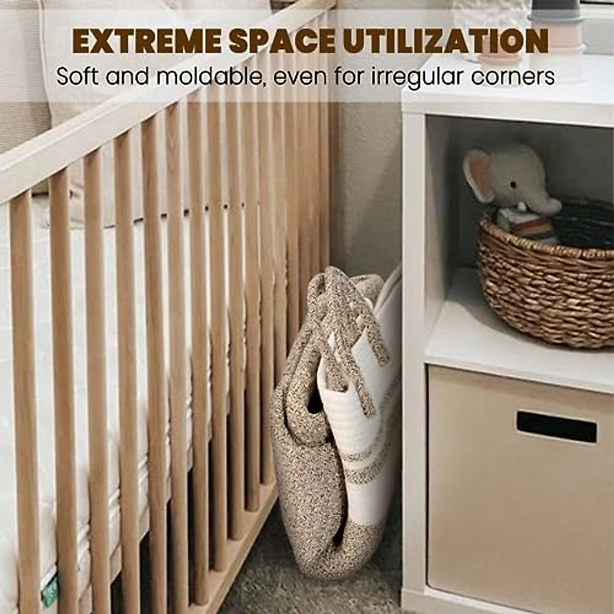 Wekin Rope Laundry Hamper Basket, 58L Tall Nursery Hamper for Blanket Storage, Large Baby Clothes/Toy Storage,Woven Hamper for Bedroom, Living Room