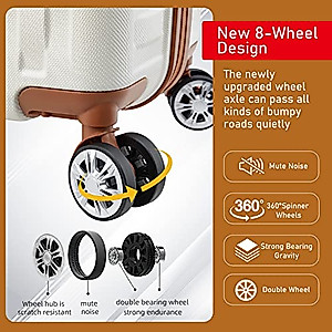 Melalenia Luggage 10 Piece Sets Clearance,Large Suitcase Set Spinner Wheels with TSA Locks,Hard Shell Luggage Sets for Women Travel Suitcase (White brown)