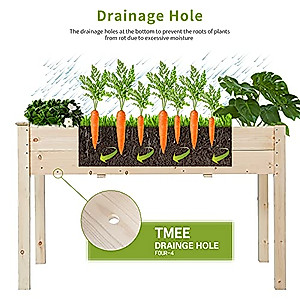 TMEE 4FT Raised Garden Bed Wooden Elevated Wood Planter Garden Box Kit for Vegetable Flower Herb Gardening Backyard Patio, Easy Assembly, 30in Height