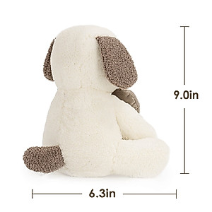MODIFYI Plush Toys, Gift Toy, Huggable Dog Stuffed Animal Toy, Hugging A Heart-Shaped Toy, Soft and Lovely Plush Puppy, Washable, Suitable for Newborns, Toddlers, Kids, Multi, Beige, 9"